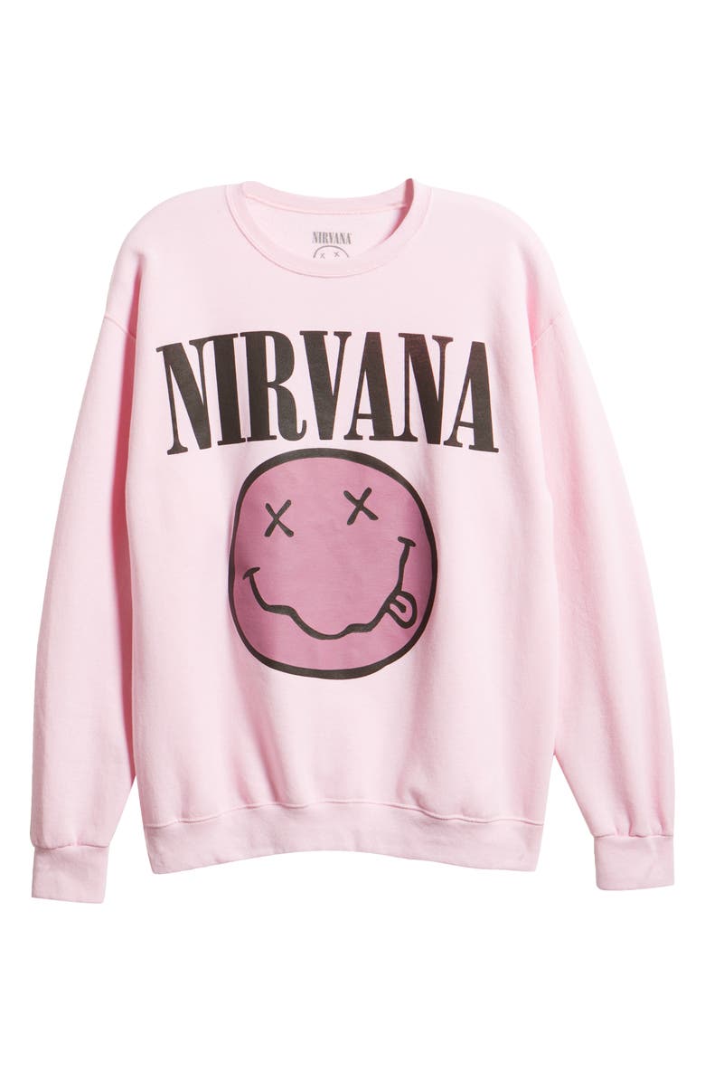 Merch Traffic Nirvana Smiley Face Oversize Graphic Sweatshirt ...