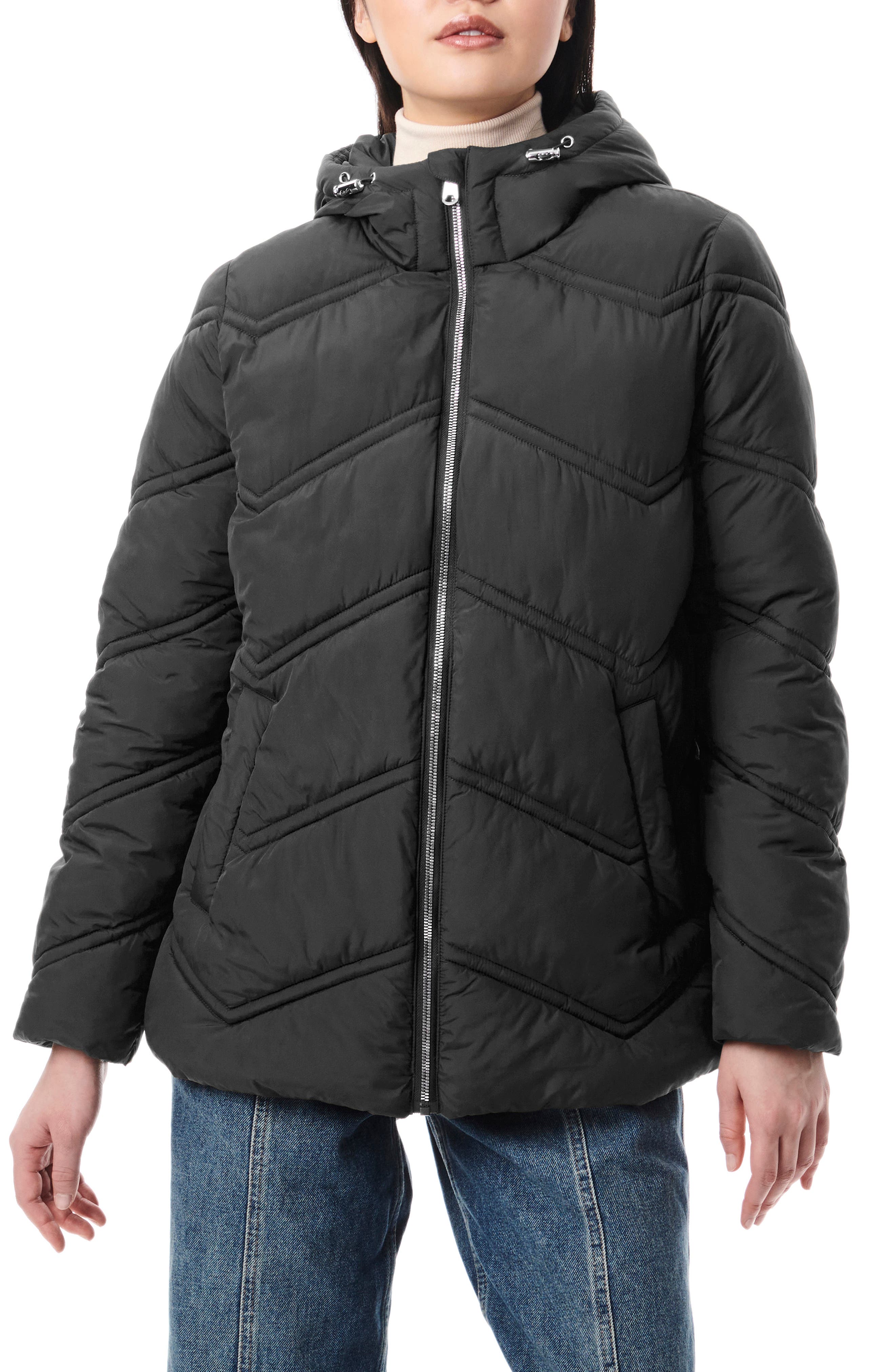 Bernardo Hooded Chevron Quilted Jacket | Nordstromrack