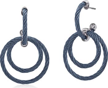 ALOR® 18K Gold & Stainless Steel Cable Hoop Drop Huggie Hoop Earrings ...