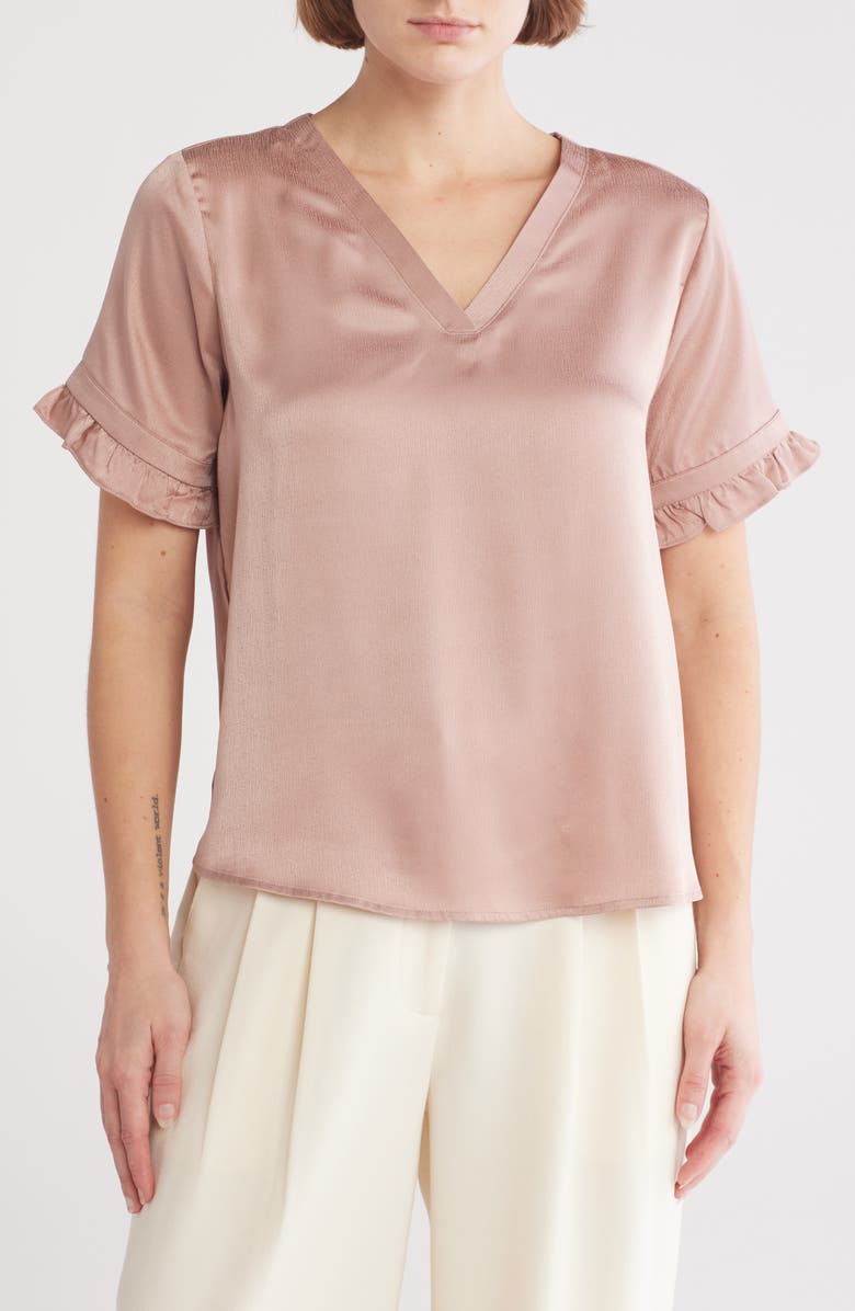 Pleione Ruffle Short Sleeve Jacquard Top | Nordstromrack