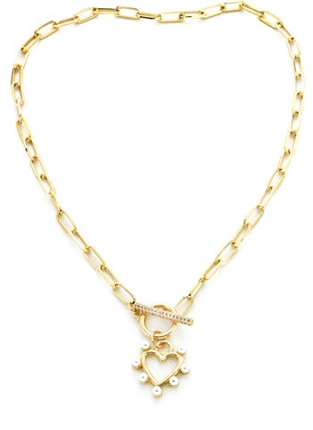 Panacea Faux Pearl Heart Pendant Toggle Necklace | Nordstromrack
