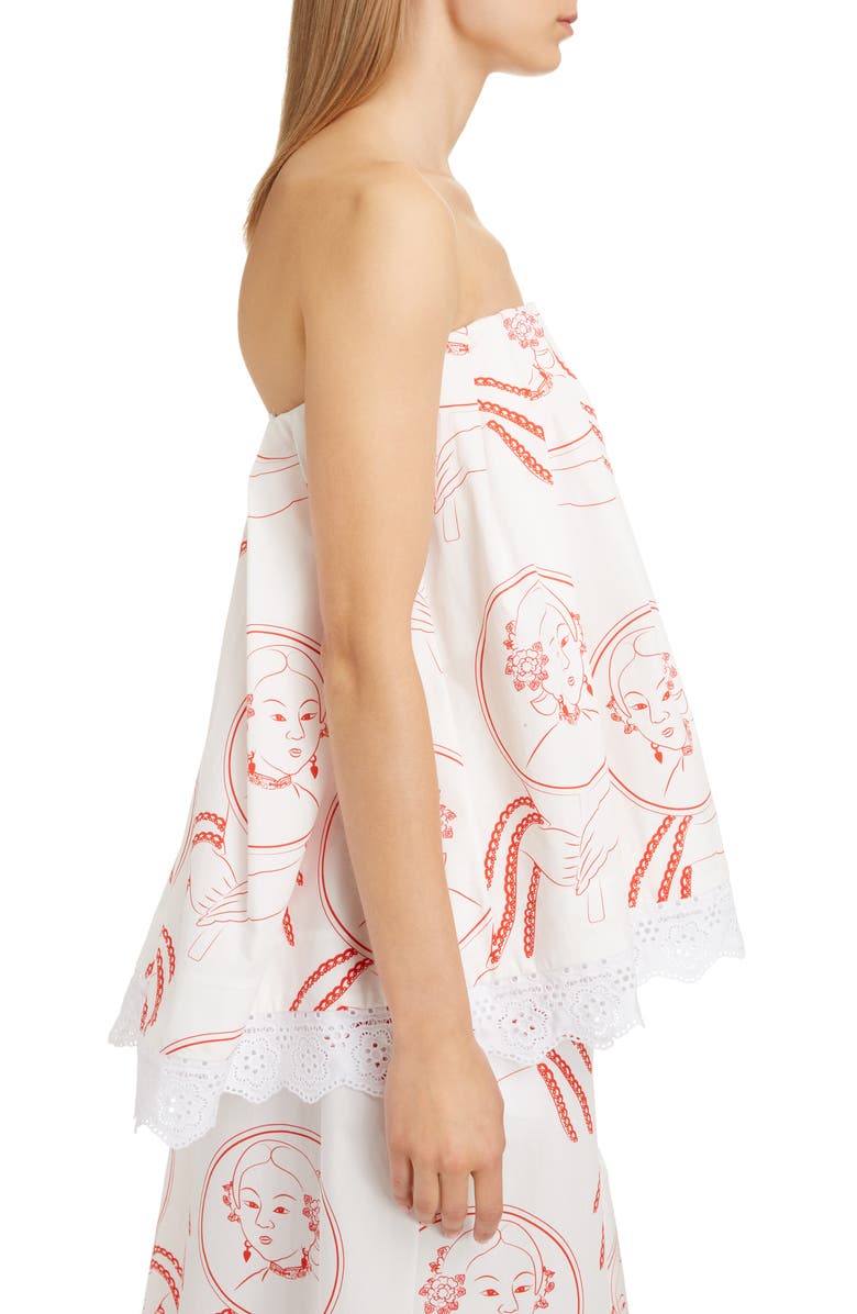 Simone Rocha Print Convertible Sleeveless Top with Broderie Anglaise ...