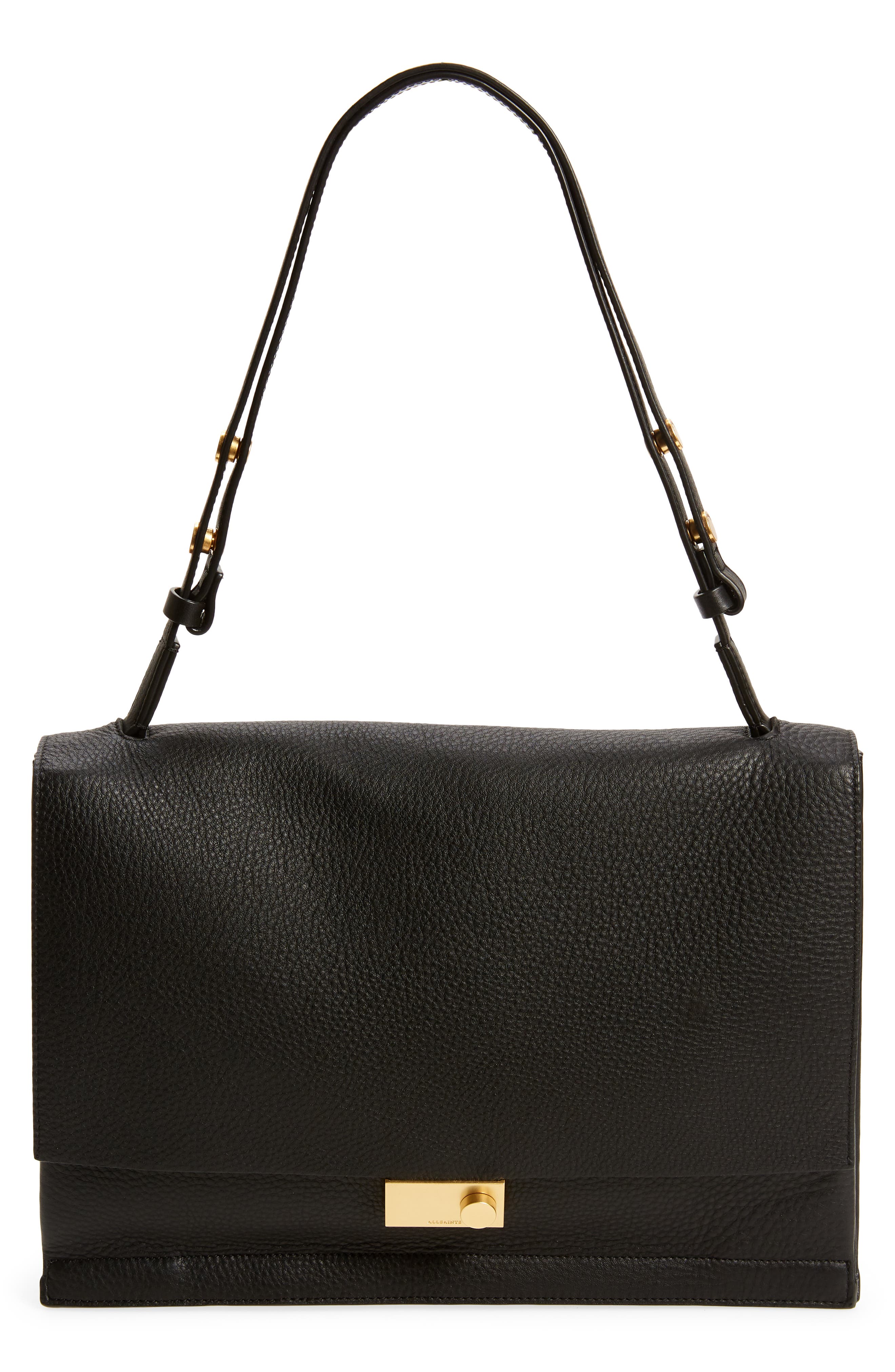 AllSaints Avery Leather Flap Shoulder Bag | Nordstromrack