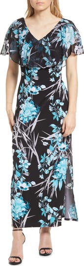 Connected Apparel Floral Convertible Off the Shoulder Chiffon Maxi ...