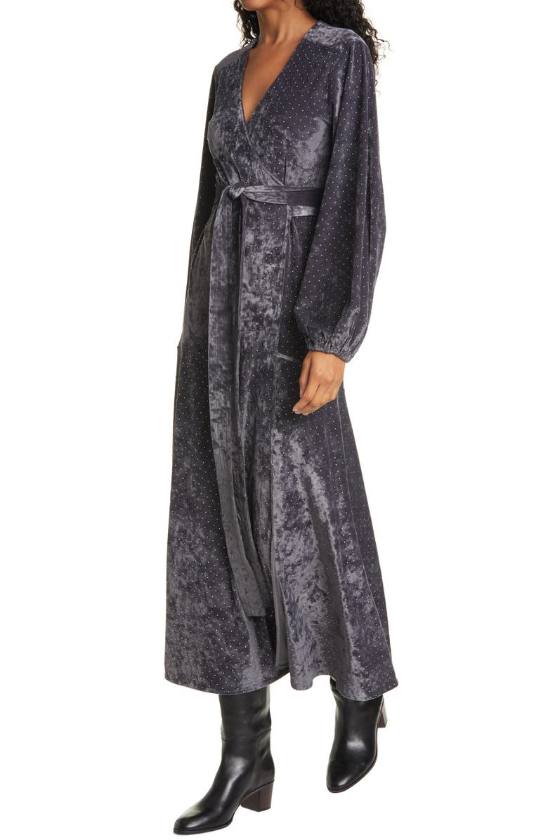 ROTATE Norah Dot Velvet Wrap Dress | Nordstromrack