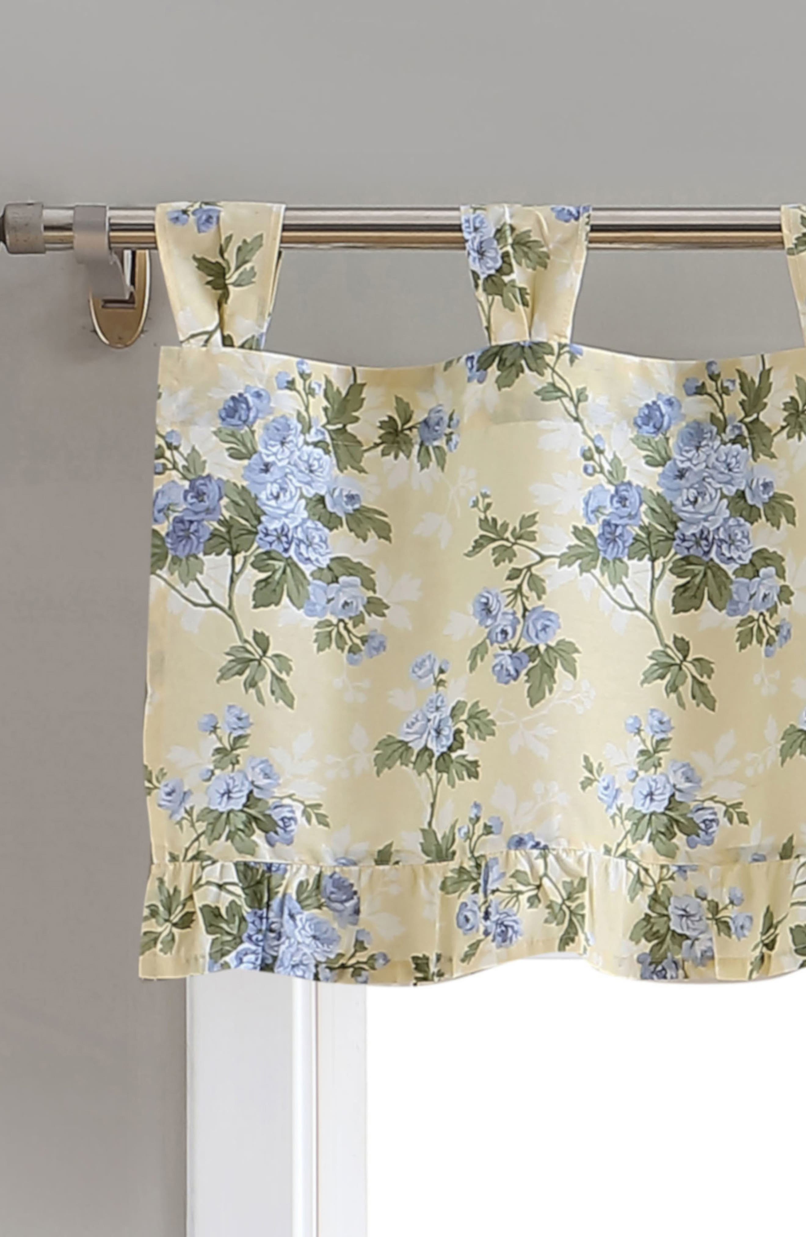 Laura Ashley Cassidy Cotton Floral Valance - Yellow and Blue ...