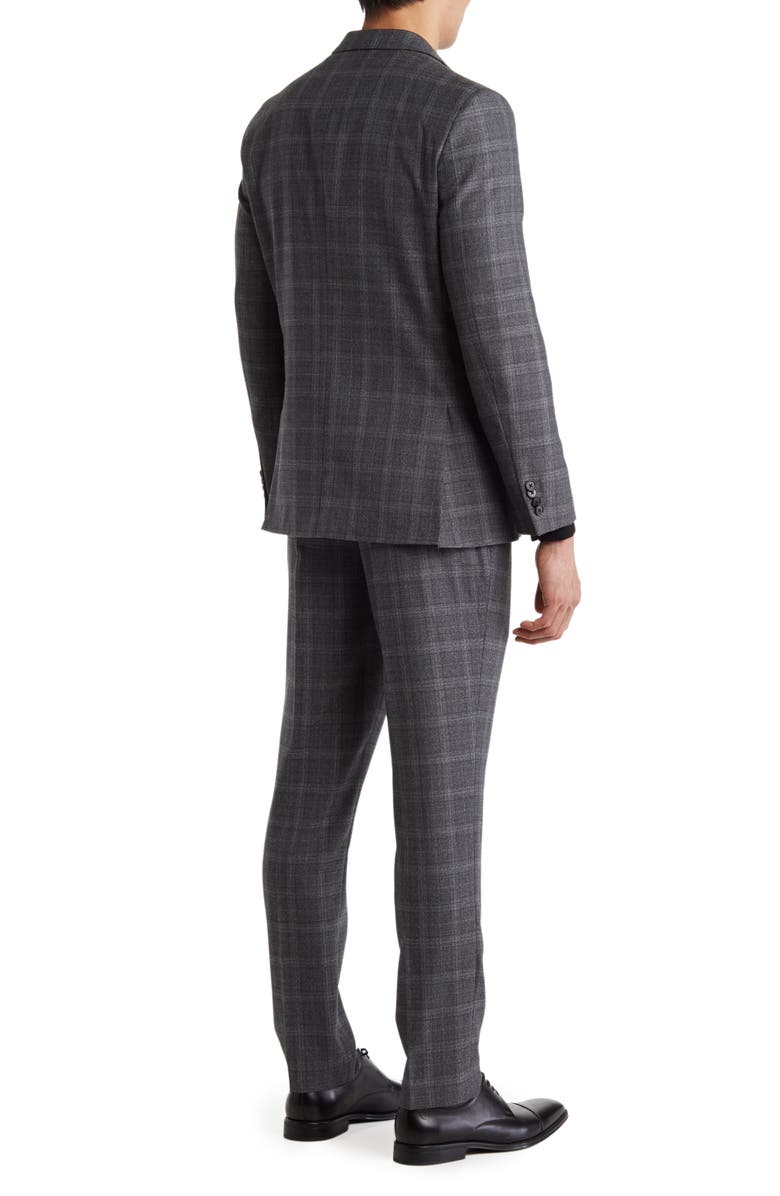 Original Penguin Trim Fit Grey Shadow Plaid Wool Blend Suit | Nordstromrack