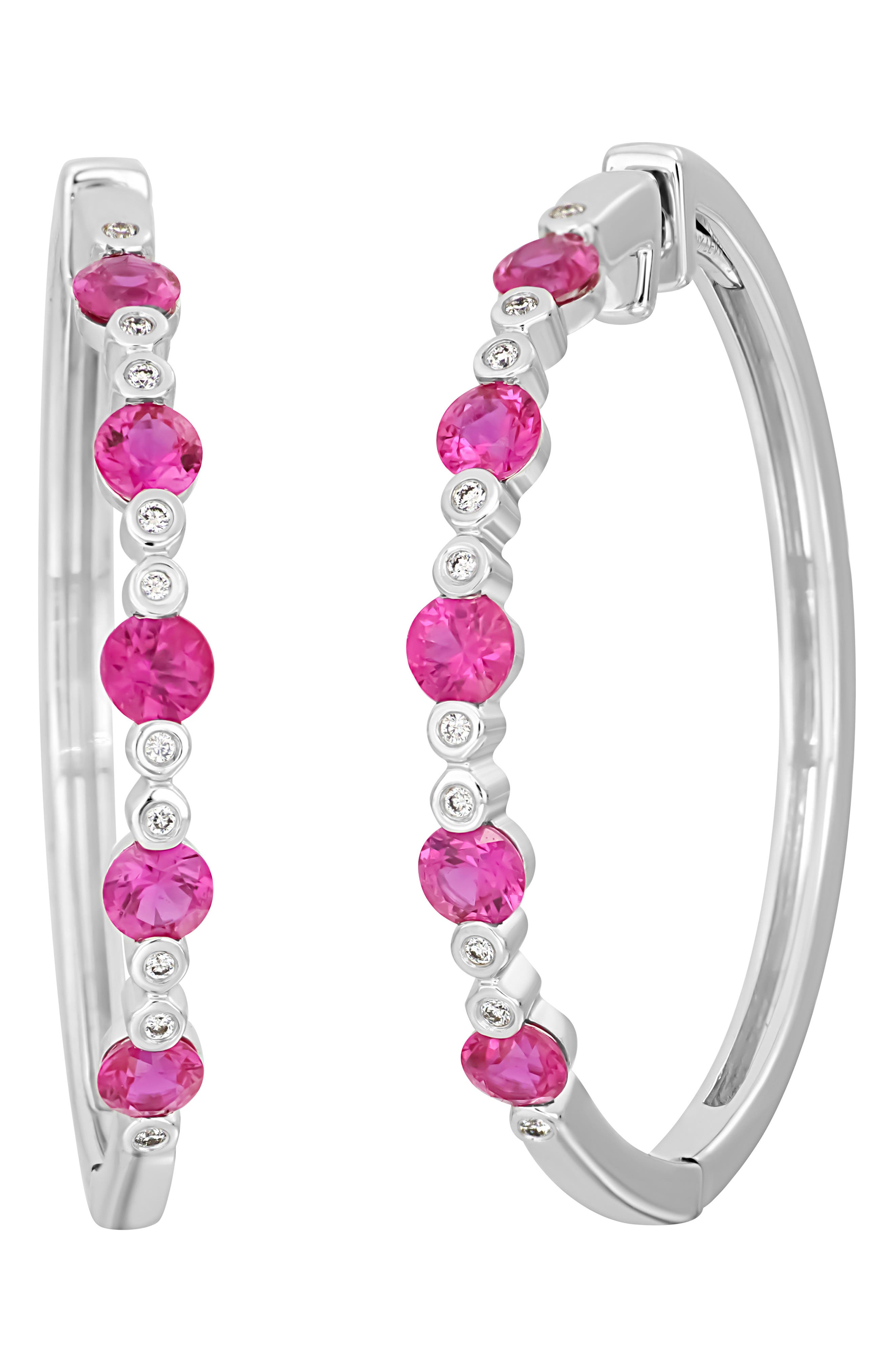Bony Levy Ruby & Diamond Hoop Earrings | Nordstromrack