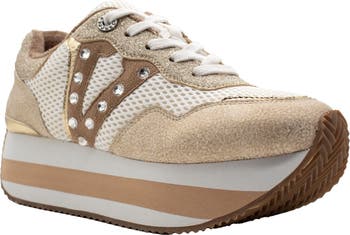 Volatile Beckett Crystal Embellished Mixed Media Platform Sneaker ...