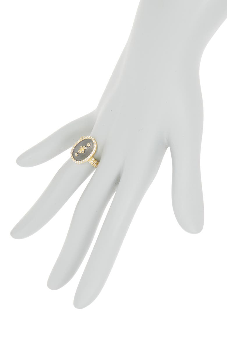 FREIDA ROTHMAN 14K Gold Plated Sterling Silver & CZ Clover Shield Ring ...