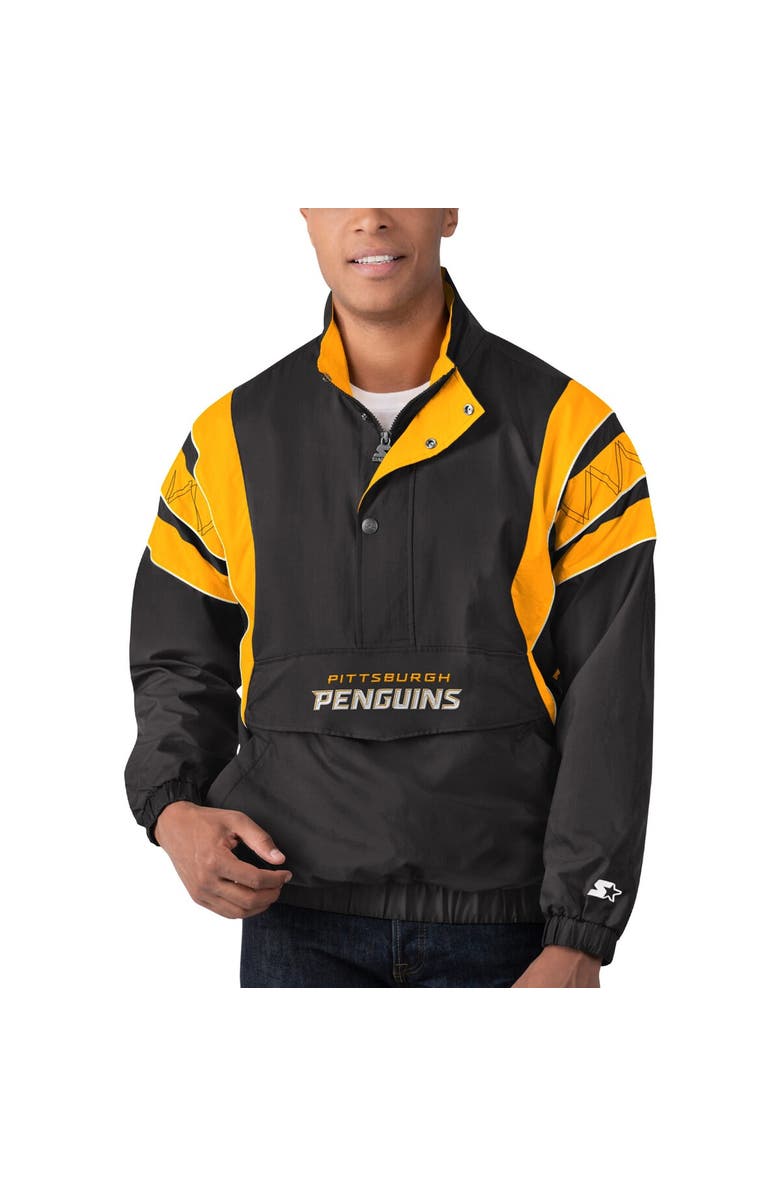 STARTER Men's Starter Black Pittsburgh Penguins Impact Half-Zip Jacket ...