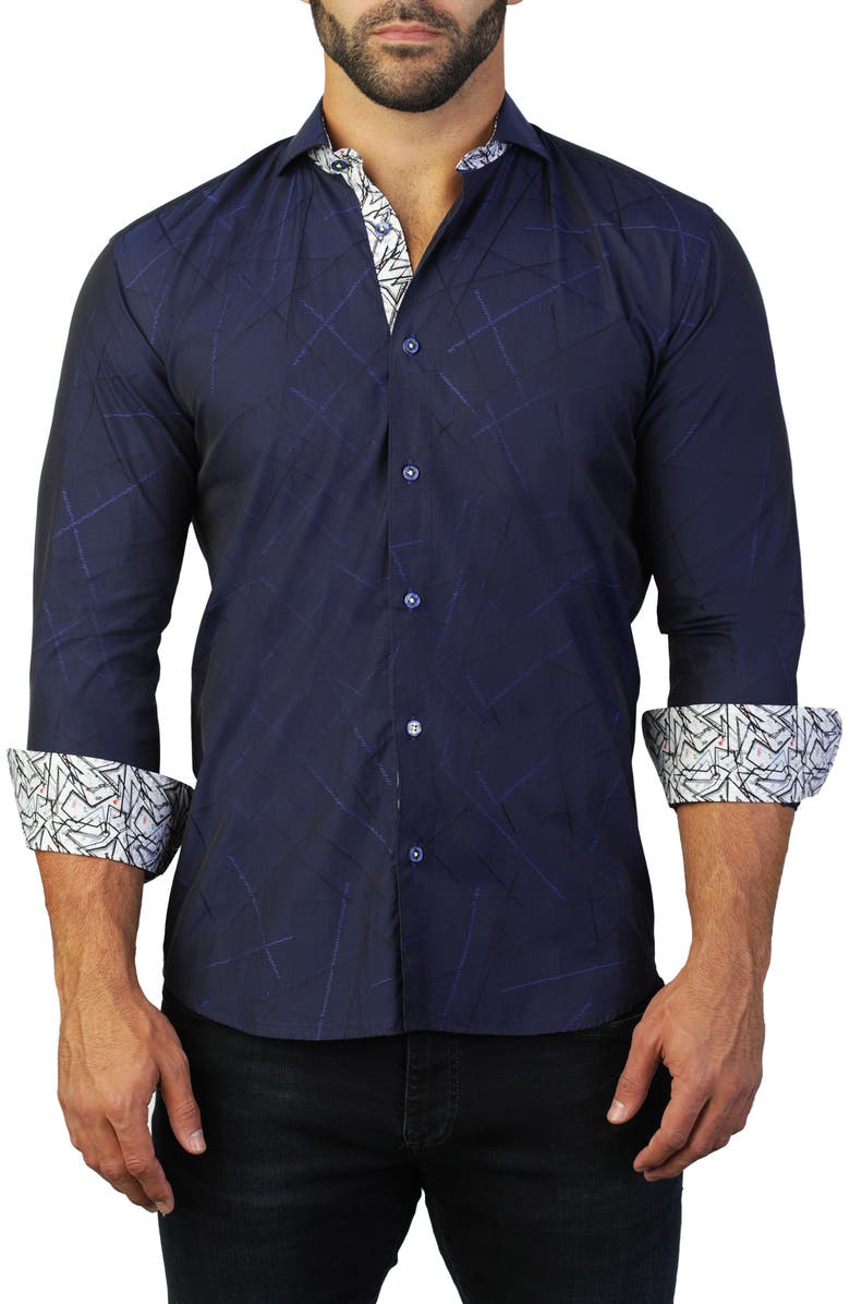 Maceoo Fibonacci Line Print Tailored Fit Dress Shirt | Nordstromrack
