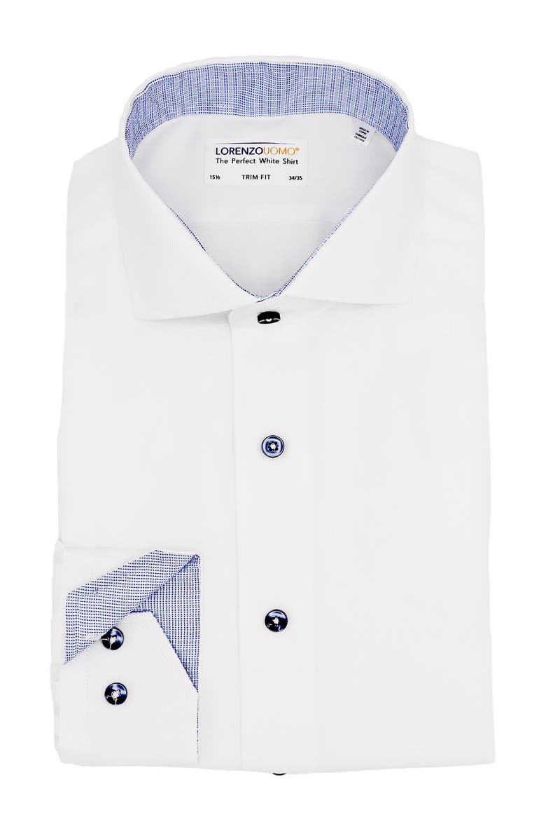 Lorenzo Uomo Solid Diagonal Twill Non-Iron Trim Fit Dress Shirt ...
