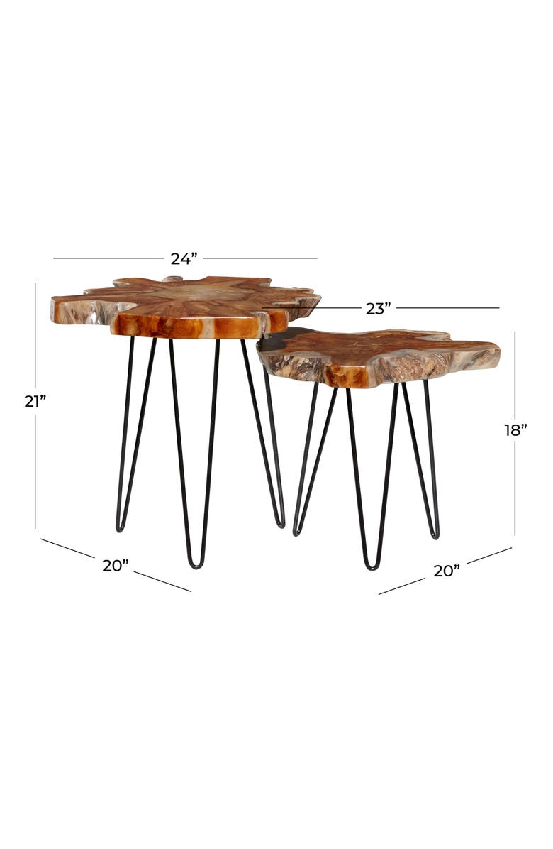 GINGER BIRCH STUDIO Brown Teak Wood Contemporary Accent Table with ...