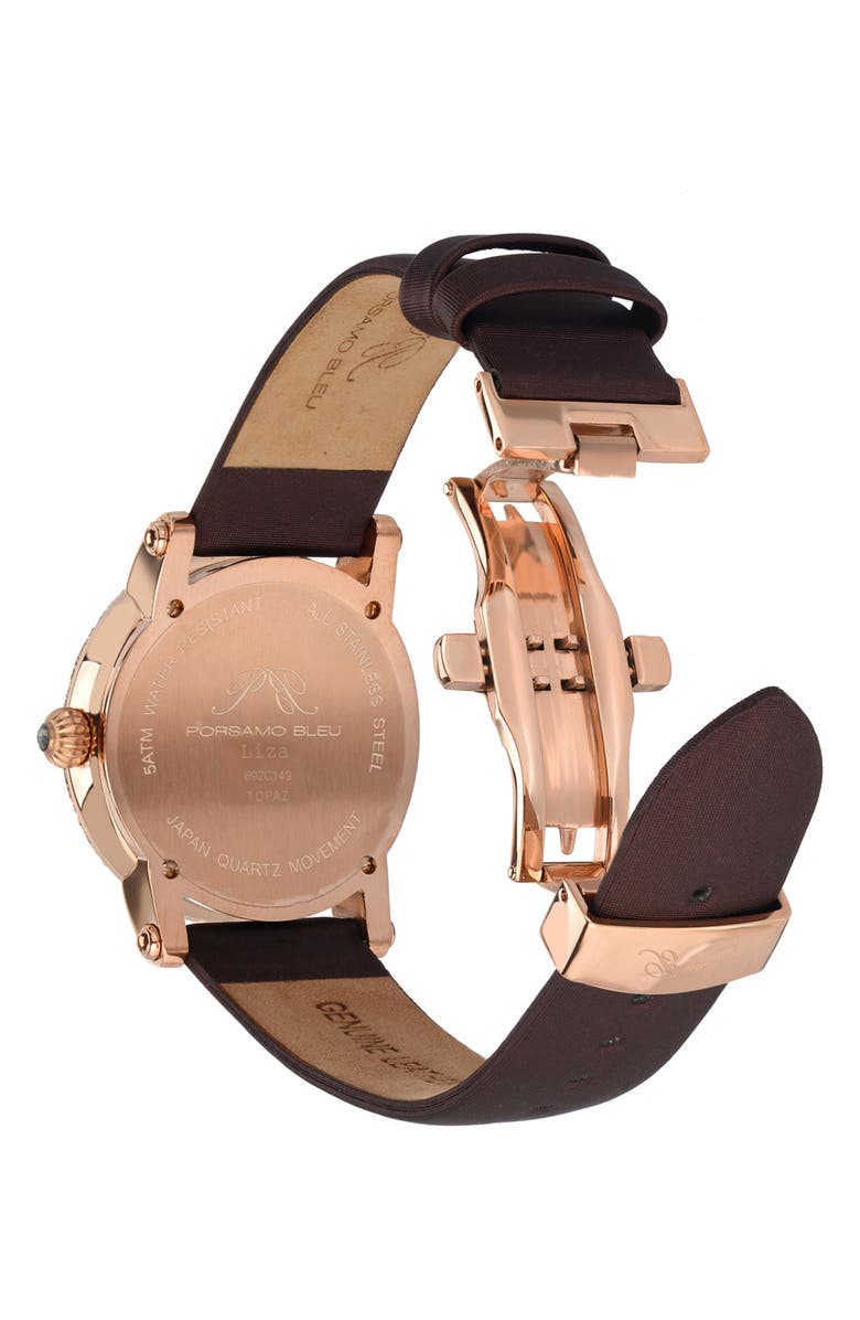 PORSAMO BLEU Liza Automatic Silk Covered Leather Strap Watch, 38mm ...