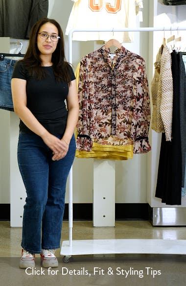 Reiss Jules Abstract Ruffle Neck Button-Up Shirt | Nordstrom