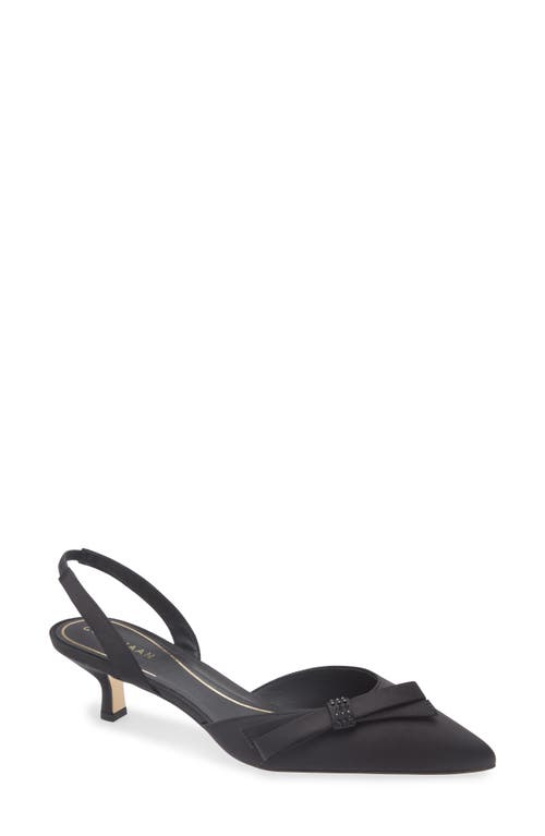 Cole Haan Noella Bow Slingback Pointed Toe Kitten Heel Pump In Black ...