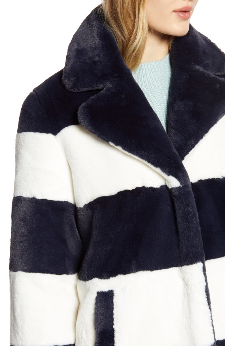 Halogen® x Atlantic-Pacific Stripe Faux Fur Coat | Nordstromrack