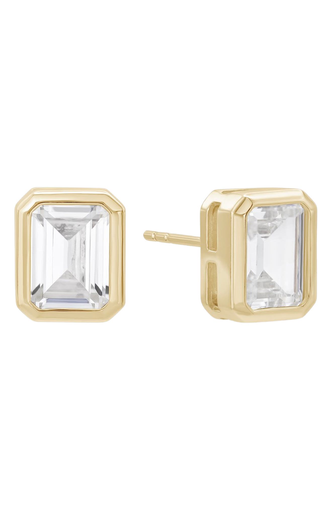 Shashi Emerald Cut Cubic Zirconia Stud Earrings | Nordstrom