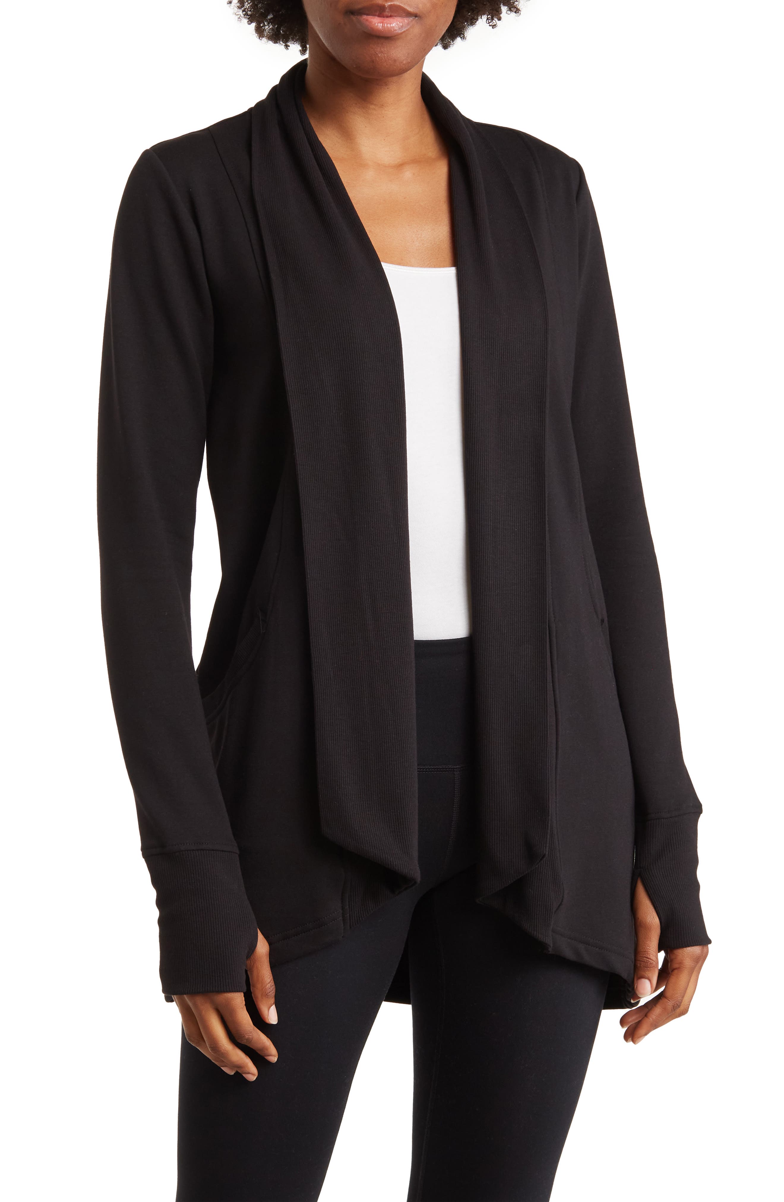 90 DEGREE BY REFLEX Brushed Terry Cardigan | Nordstromrack
