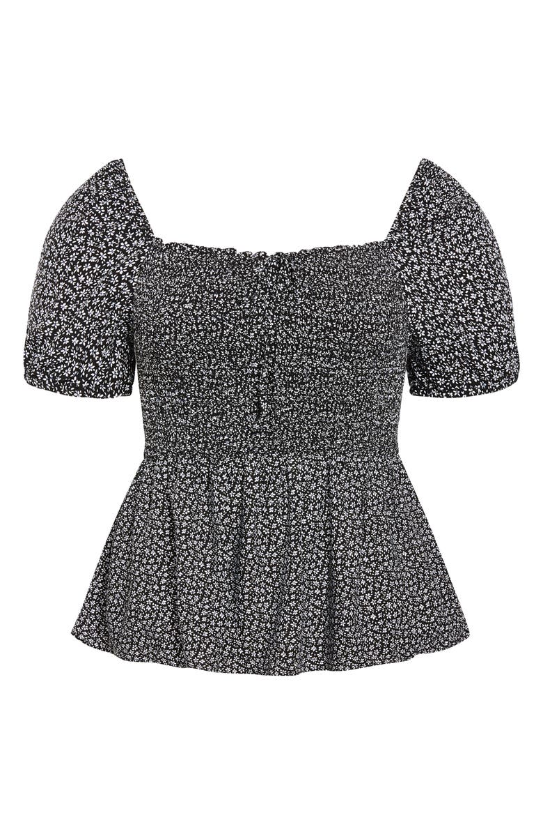 City Chic Priya Floral Smocked Peplum Top | Nordstromrack