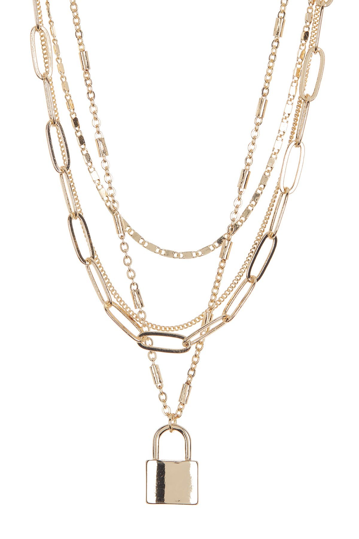 Panacea Gold-Tone Chain Link Lock Pendant Layered Necklace | Nordstromrack