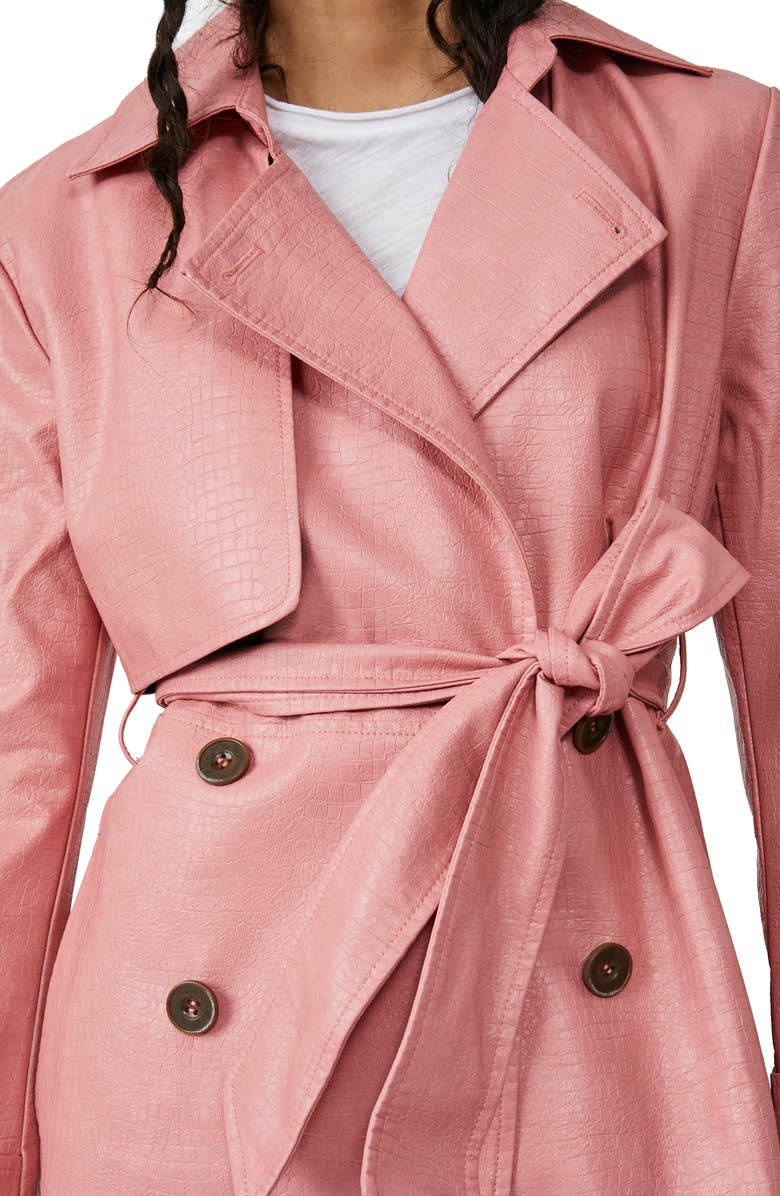 Free People Morrison Embossed Faux Leather Trench Coat | Nordstromrack