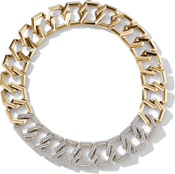 David Yurman Carlyle Necklace in 18K Yellow Gold with Pavé Diamonds ...