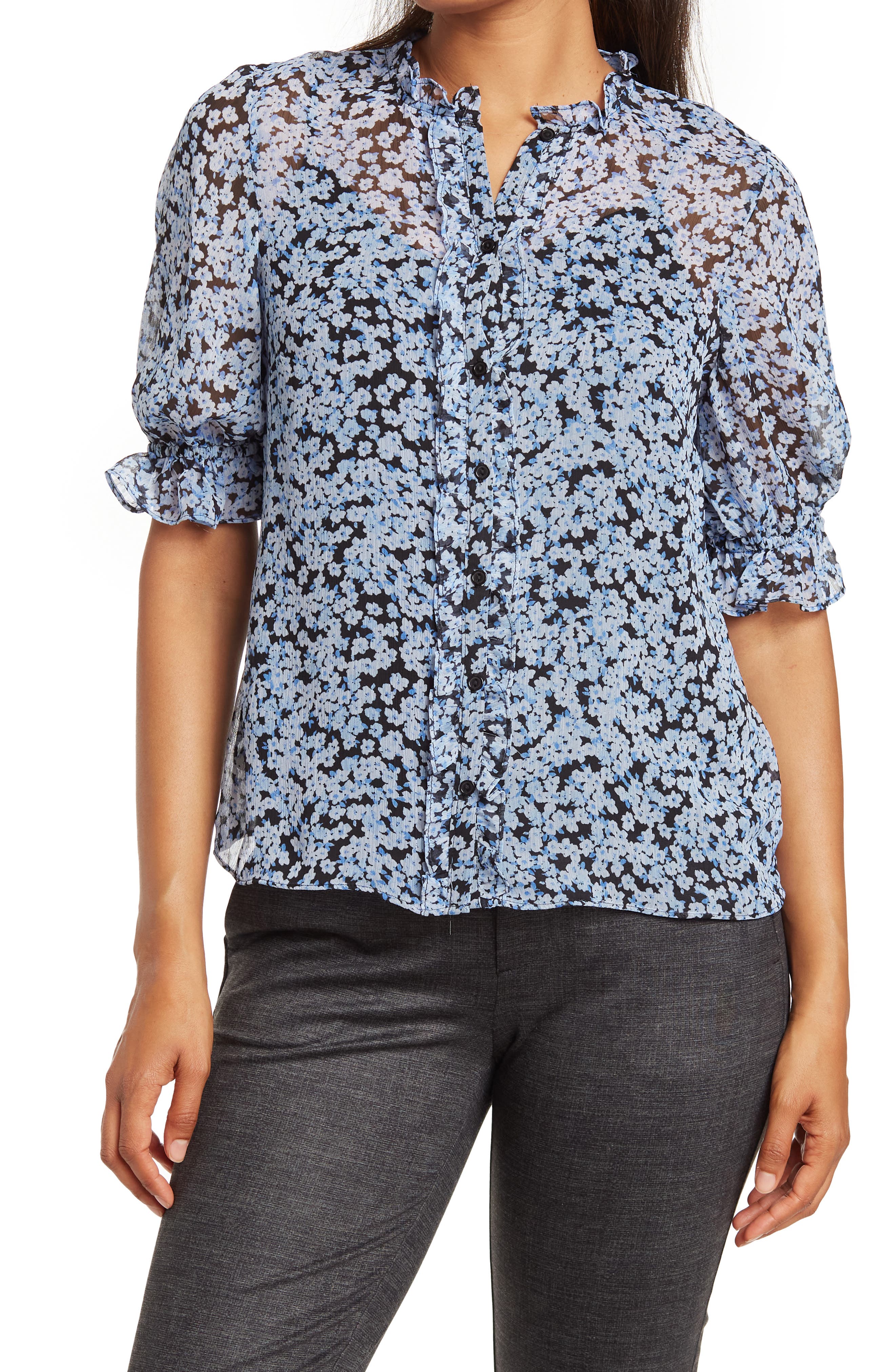 CeCe Ruffle 3/4 Sleeve Blouse | Nordstromrack