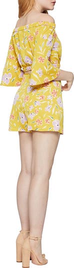 BCBGeneration Floral Bell Sleeve Off-the-Shoulder Crop Top | Nordstromrack