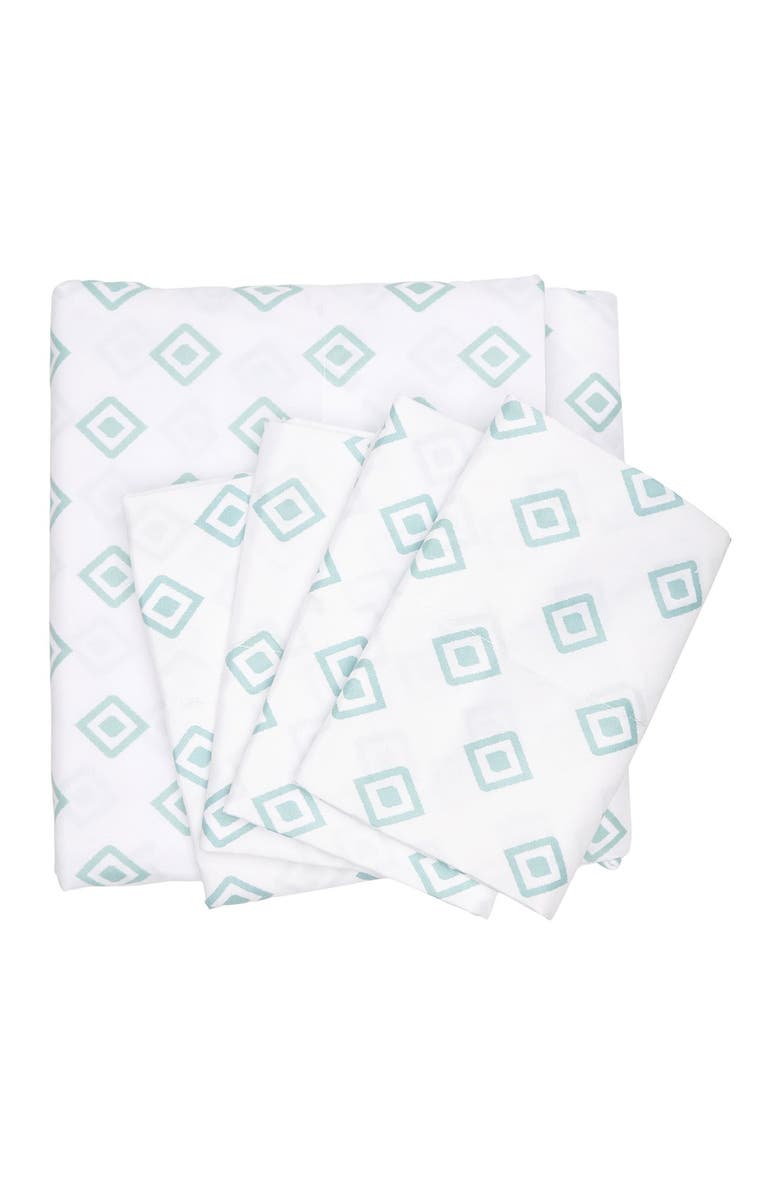 ELLE DECOR Baby Blue/White Diamond Half Drop Microfiber Queen Size 6 ...