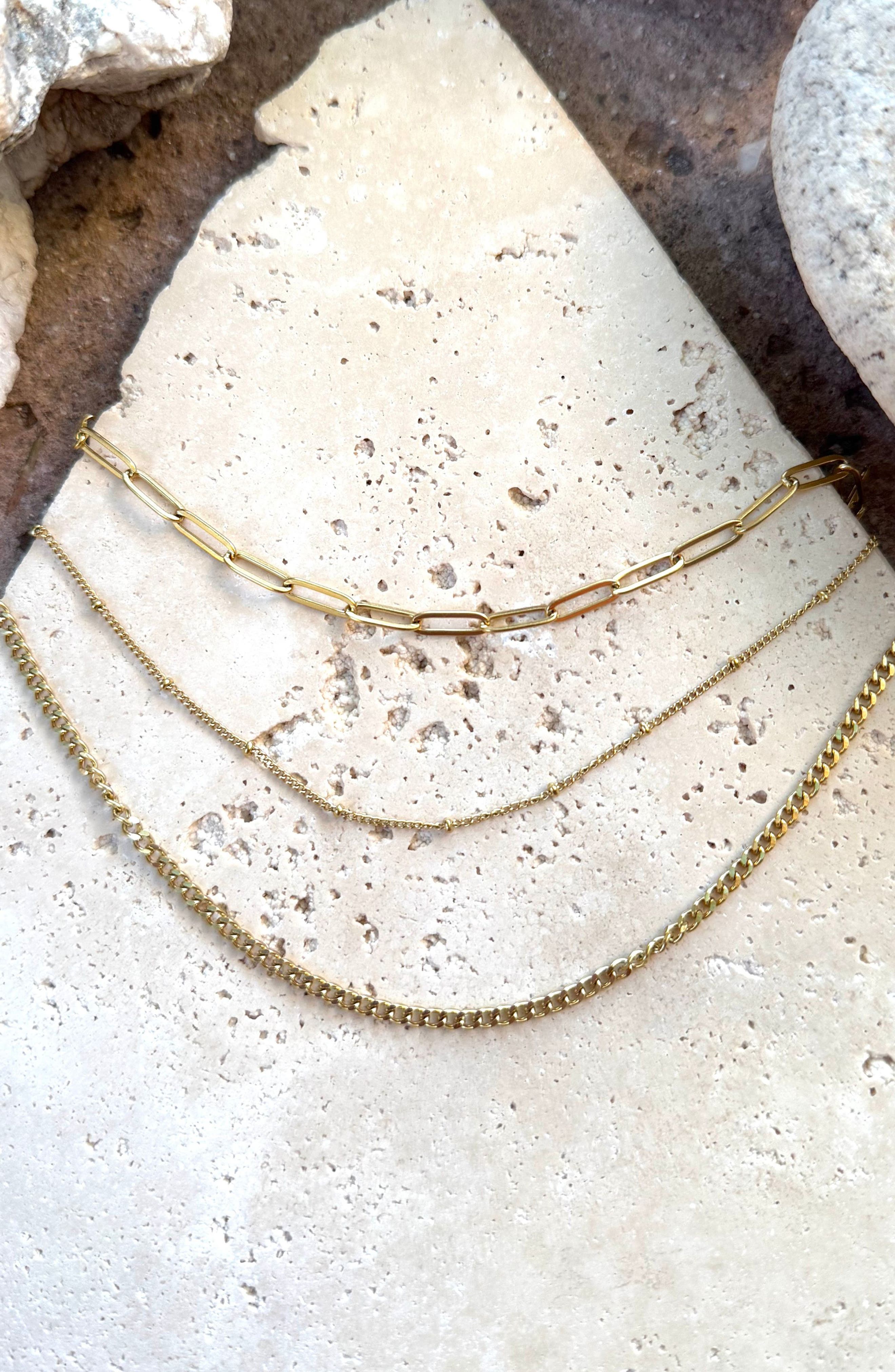 Adornia Tarnish Resistant Set of 3 Assorted Chain Necklaces | Nordstromrack