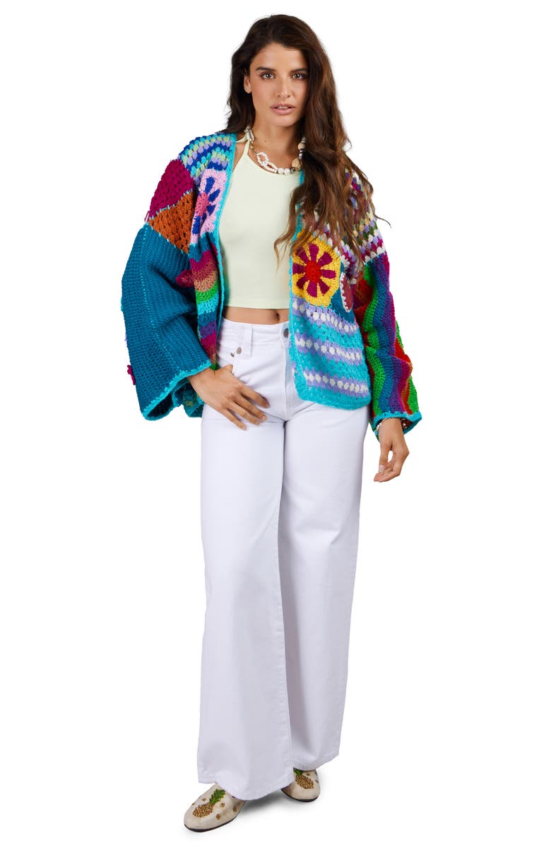 SAACHI Mixed Pattern Crocheted Cardigan | Nordstromrack