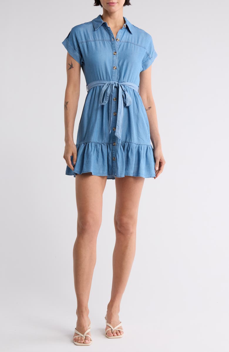 Blu Pepper Tie Waist Denim Dress | Nordstromrack