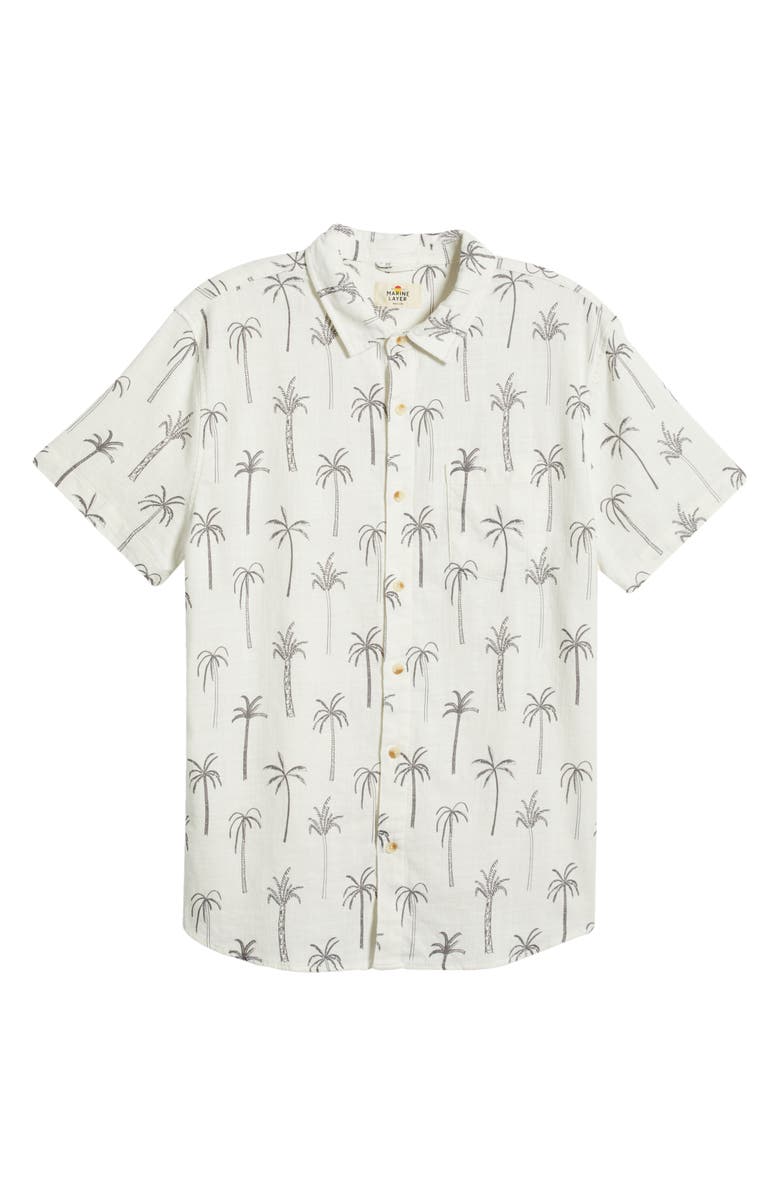 Marine Layer Palm Print Stretch Selvage Short Sleeve Button-Up Shirt ...
