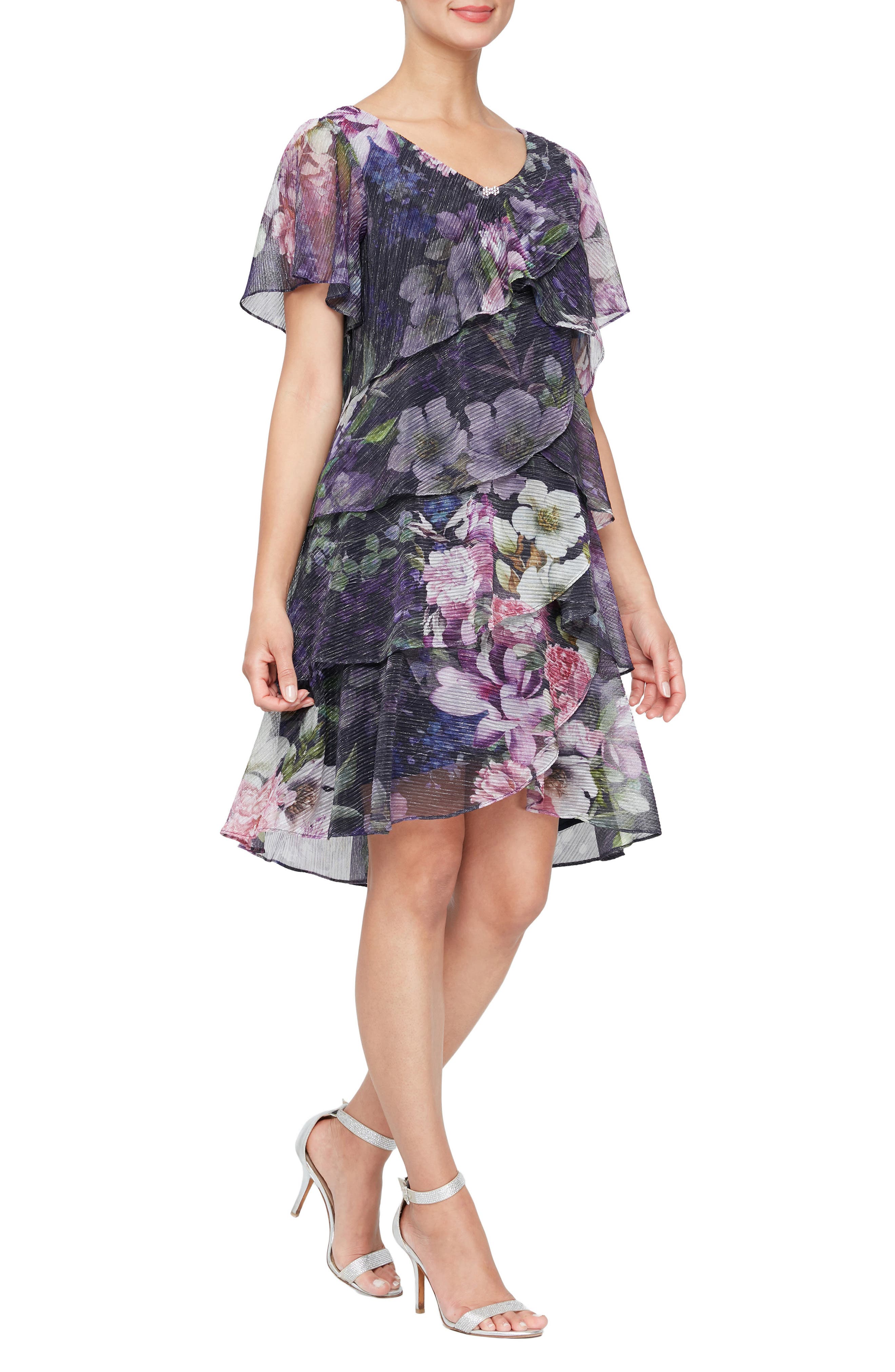 SL FASHIONS Floral Print Tiered Dress | Nordstromrack