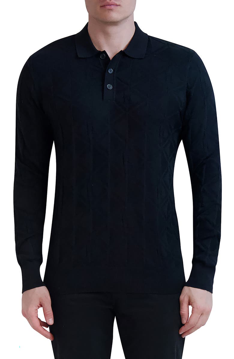 KARL LAGERFELD PARIS Long Sleeve Cotton & Modal Sweater Polo ...