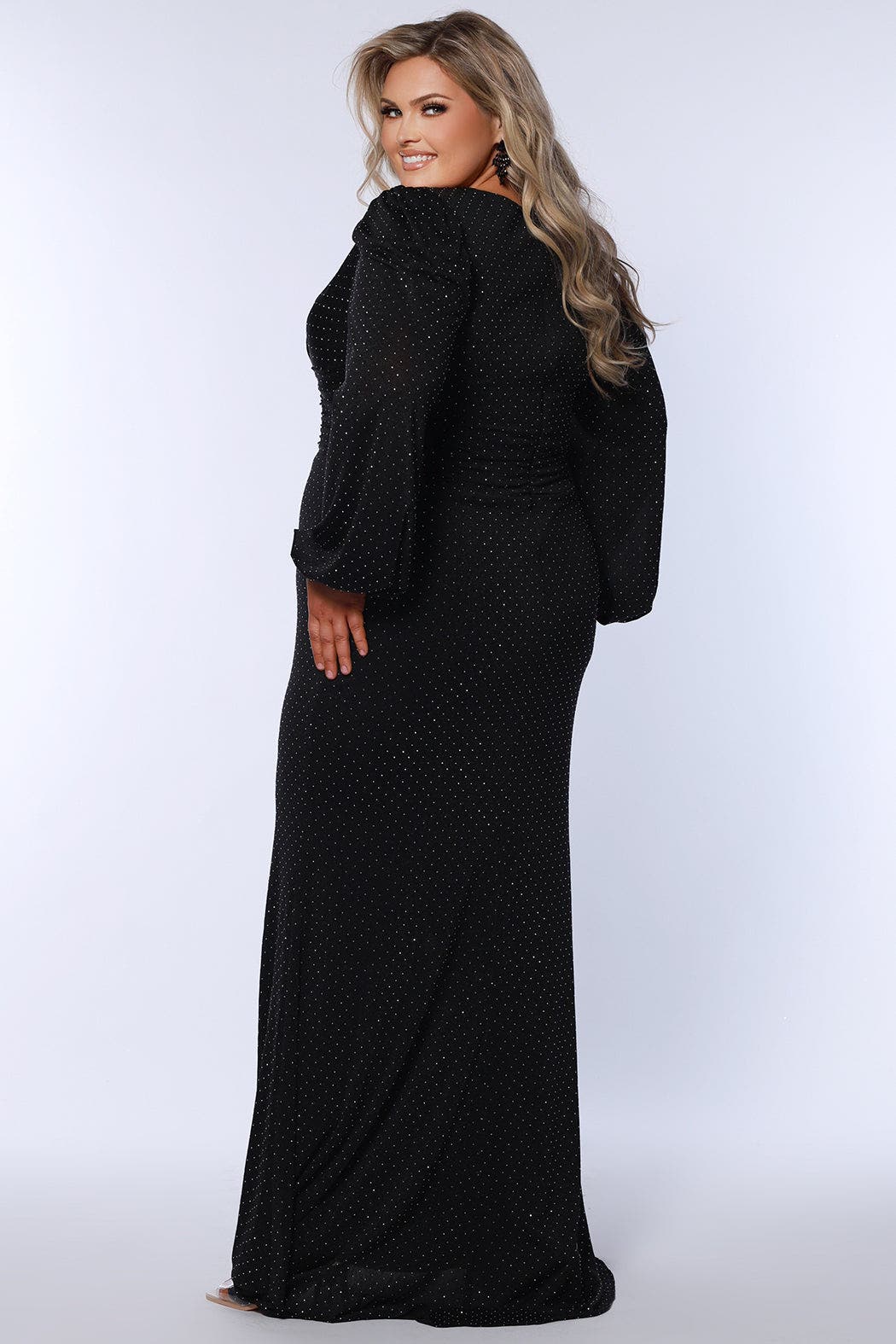 Celebrations by Sydney's Closet Plus Size V-Neck Long Puff Sleeve ...