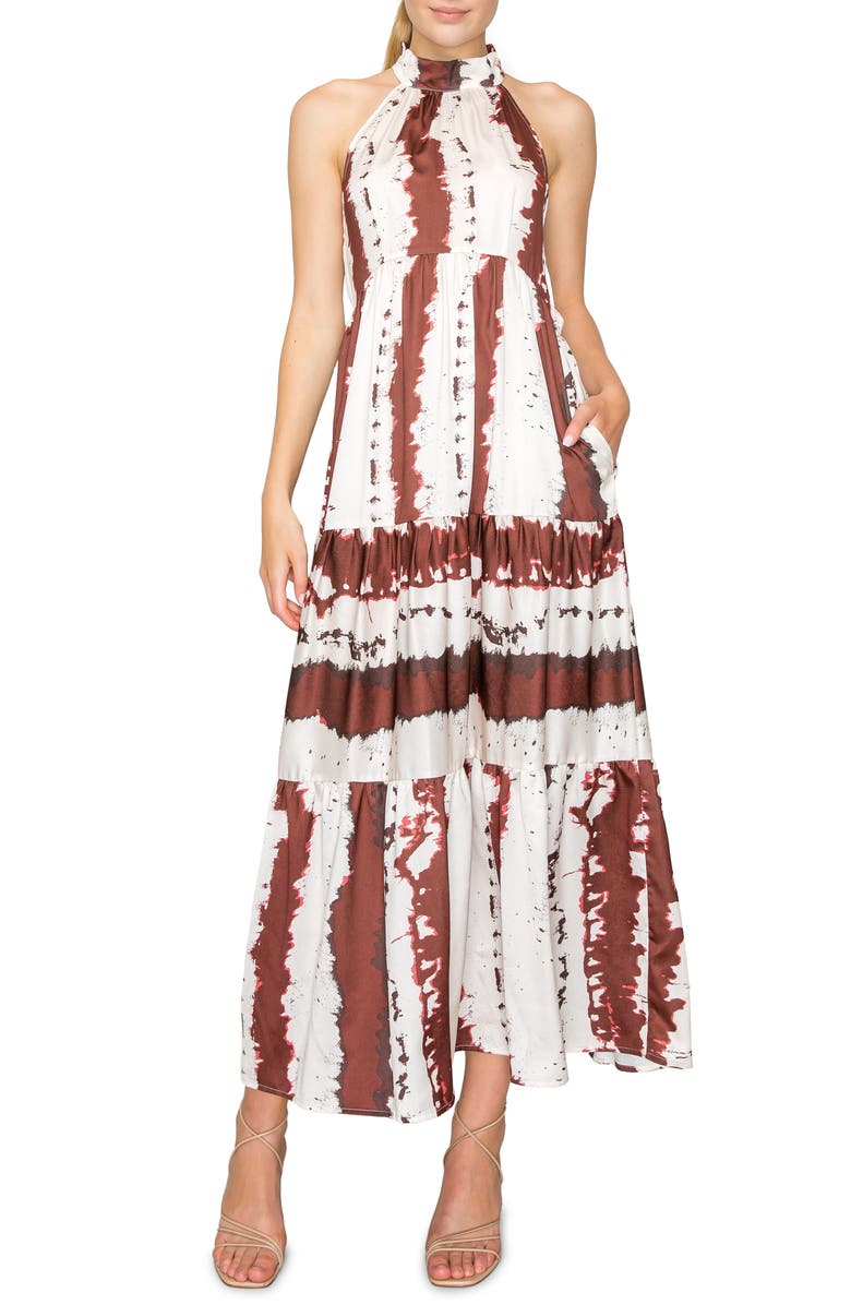 MELLODAY Mock Neck Tiered Maxi Dress | Nordstromrack