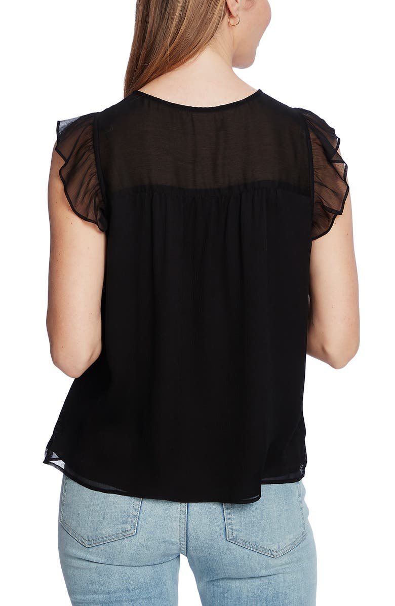 CeCe Flutter Sleeve Split Neck Top | Nordstromrack