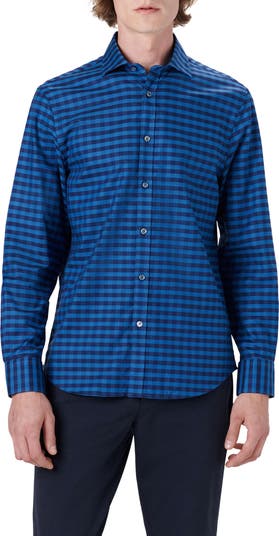 Bugatchi Shaped Fit Check Stretch Cotton Button-Up Shirt | Nordstromrack