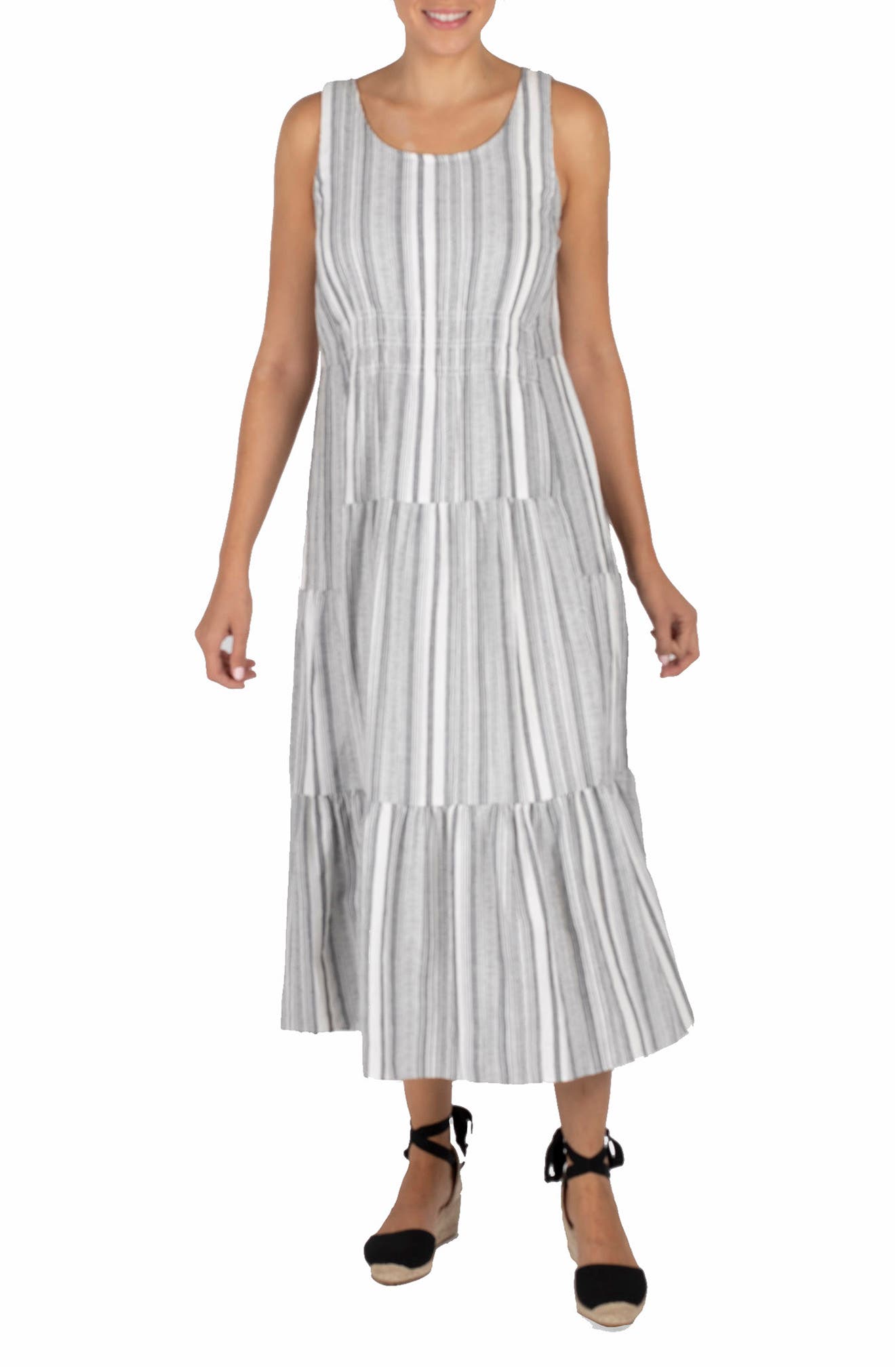 Robbie Bee Striped Ruffle Hem Midi Dress | Nordstromrack