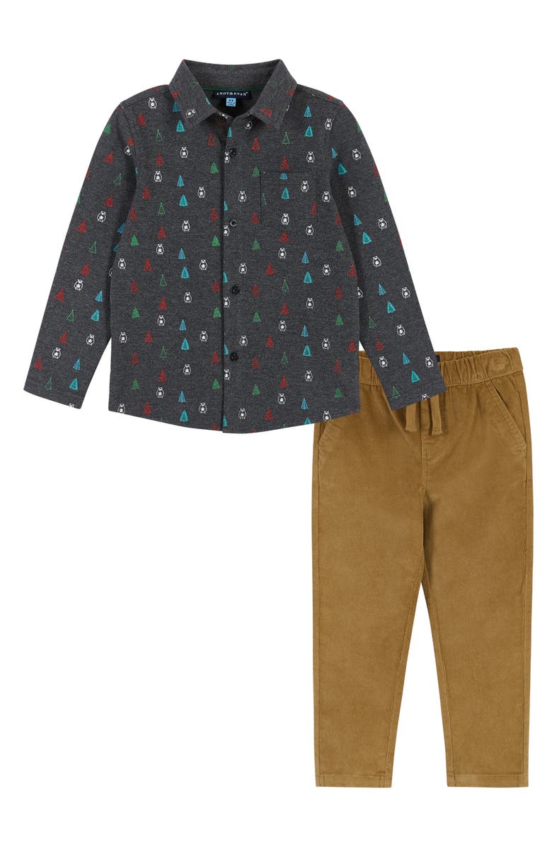 Andy & Evan Santa Shark Print Shirt & Pants Set | Nordstromrack