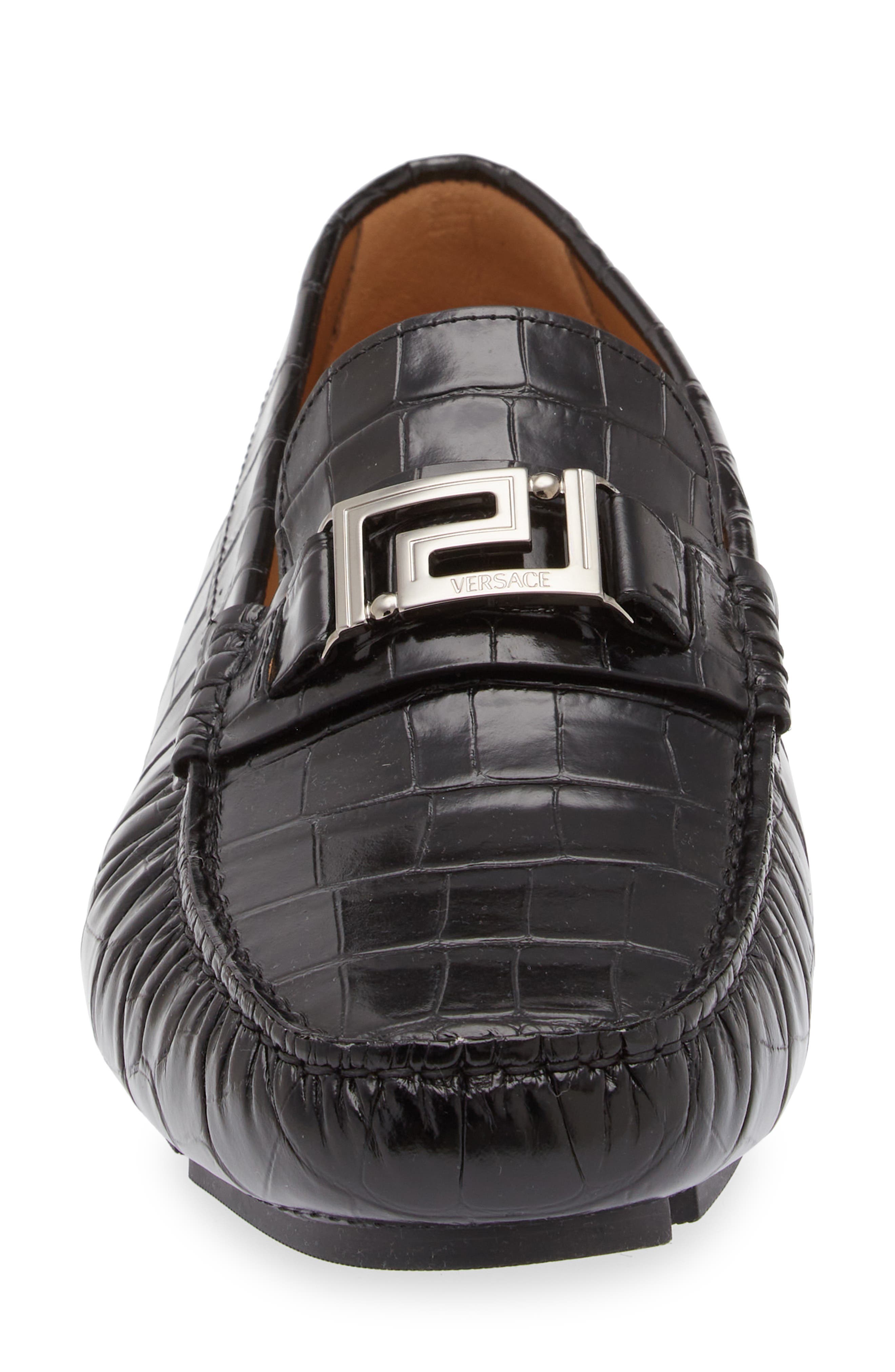 Versace Greca Croc Embossed Driving Loafer (Men) | Nordstromrack