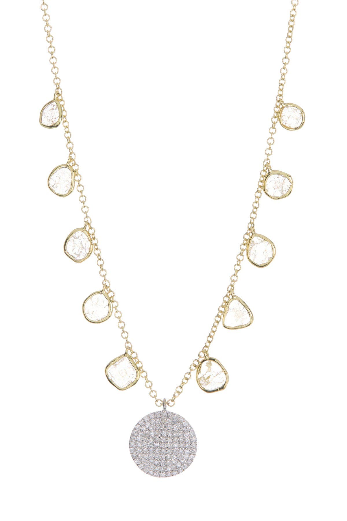Meira T 14K White Gold Pave Diamond Disc Pendant Necklace | Nordstromrack