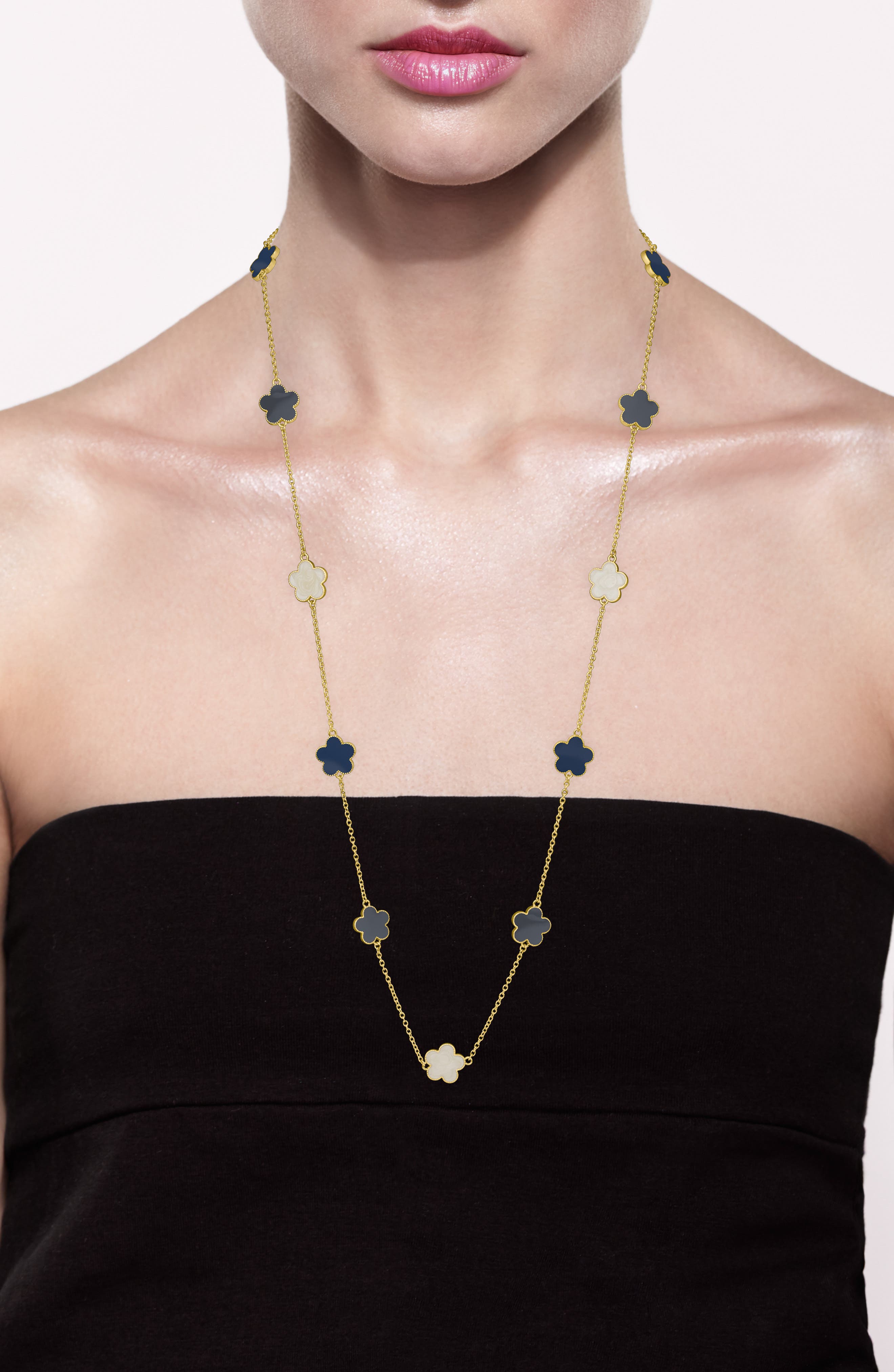 JARDIN Tri-Tone Clover Station Necklace | Nordstromrack
