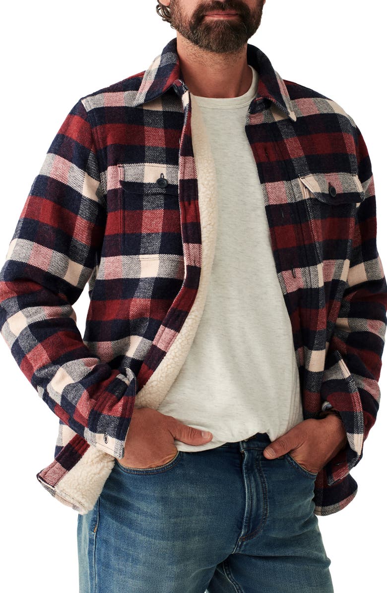 Faherty CPO Plaid High Pile Fleece Shirt Jacket | Nordstrom