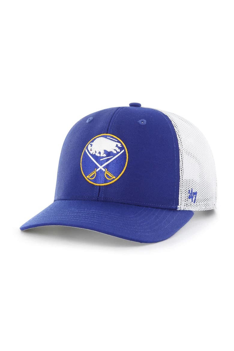 Men's '47 Royal/White Buffalo Sabres Logo Trucker Adjustable Hat (Men ...