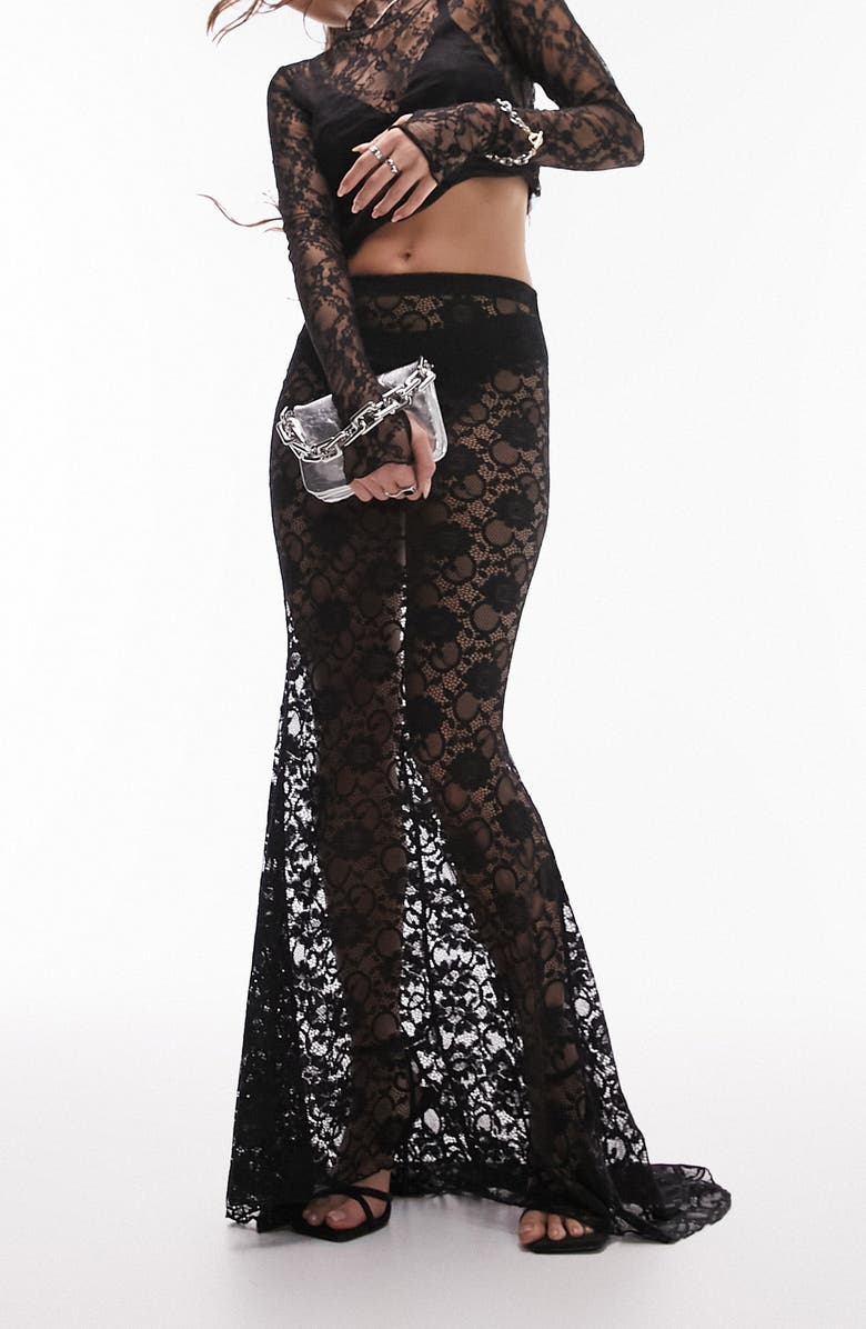 Topshop Fishtail Hem Sheer Lace Maxi Skirt | Nordstromrack
