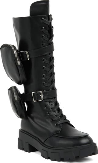 AZALEA WANG Danger Dual Pocket Lug Sole Tall Combat Boot (Women ...